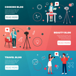 Copywriting banners set with characters flat Vector Image