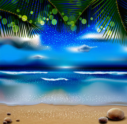 Night sea landscape with storm Royalty Free Vector Image