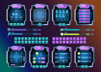 Galaxy space game interface ui buttons set Vector Image