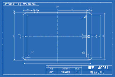 Mobile phone as technical blueprint drawing Vector Image