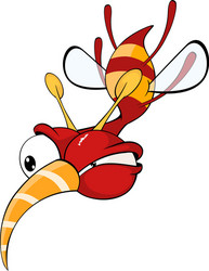 Cartoon of red fly insect Royalty Free Vector Image