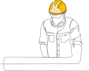 Continuous one line drawing ofengineer wearing Vector Image