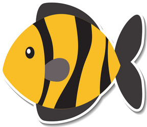 Cute fish sea animal cartoon sticker Royalty Free Vector