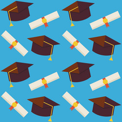 Graduate hat seamless pattern Royalty Free Vector Image