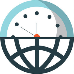 Half globe plus clock meaning time management Vector Image