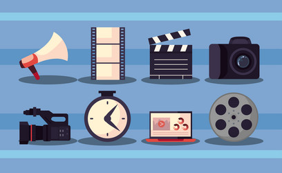 Video production symbol set Royalty Free Vector Image