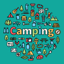 Summer camp word with icons Royalty Free Vector Image