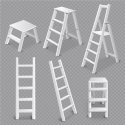 Household step ladders set realistic 3d Royalty Free Vector