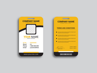 Office employee id card template font and back vec