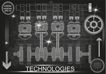 Car engine and gears Royalty Free Vector Image