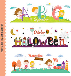 Cute monthly seasonally backgrounds banners Vector Image