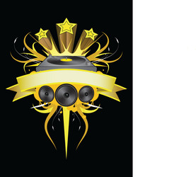 Play music button gold logo Royalty Free Vector Image