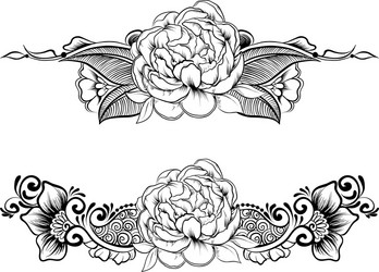 Indian line art seamless border with flowers Vector Image