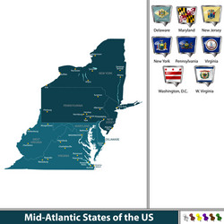 Mid atlantic states of the united Royalty Free Vector Image
