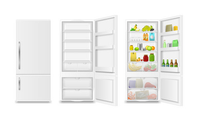 Realistic detailed 3d supermarket freezer set Vector Image