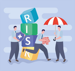 Six businessmen risk management Royalty Free Vector Image