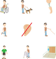 Set equipment for disabled people thin line Vector Image