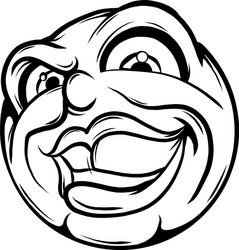 Face sneaky emoticon in white Royalty Free Vector Image