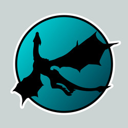 Black wyvern on the violet backdrop as sticker Vector Image