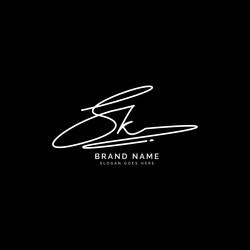 S k sk initial letter handwritten signature logo Vector Image