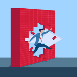 Business man jump from barrier metaphor Royalty Free Vector
