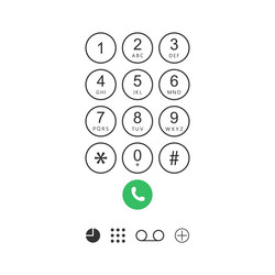 Phone keypad dial numbers on smartphone screen Vector Image