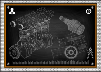 Car engine and gears Royalty Free Vector Image