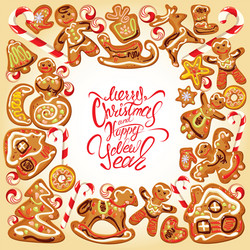 Gingerbread cookies frame Royalty Free Vector Image