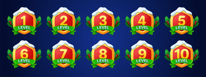 Game level icons medals stars ui badges trophy Vector Image
