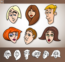 Woman face elements set cartoon Royalty Free Vector Image