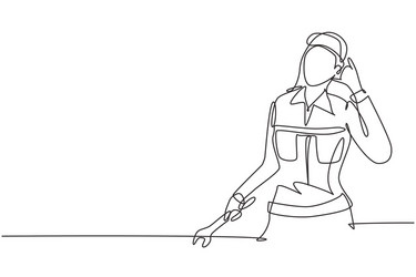 Single continuous line drawing mechanic Royalty Free Vector