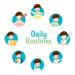 Daily routines of boy Royalty Free Vector Image