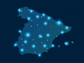 Pixel map of spain dotted map of spain isolated Vector Image
