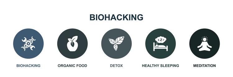 Biohacking organic food detox healthy sleeping Vector Image