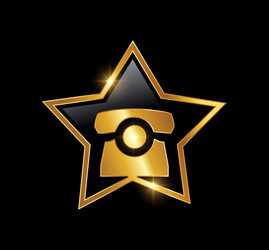 Golden phone logo icon Royalty Free Vector Image