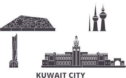 Kuwait architecture city skyline travel Royalty Free Vector