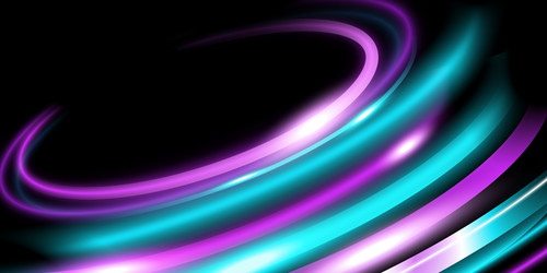 Blue and pink neon circle with light effect Vector Image