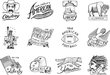 Native american stickers old labels or badges Vector Image