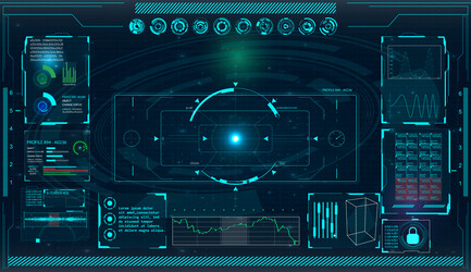 Spaceship radar screen interface hud dashboard Vector Image