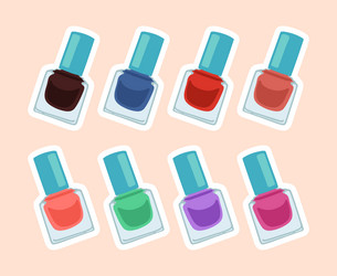 Beauty sticker with nail polish cartoon Royalty Free Vector