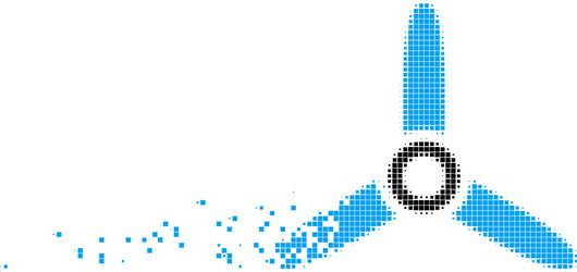 Destructed pixelated halftone three bladed screw Vector Image