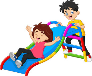 Cartoon children having fun in playground Vector Image