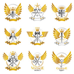 Set coat of arms the countries asia Royalty Free Vector