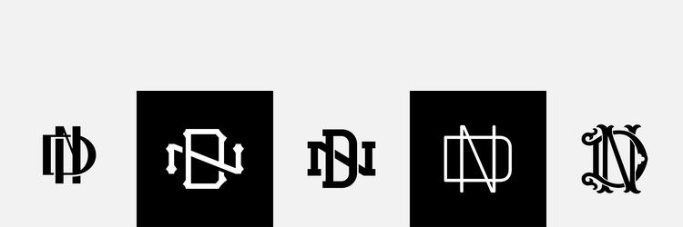 Luxury initial letters dn logo design Royalty Free Vector