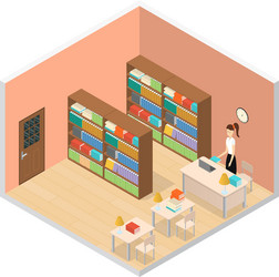 Coffee house isometric interior Royalty Free Vector Image