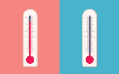 Thermometers showing temperature in celsius icon Vector Image
