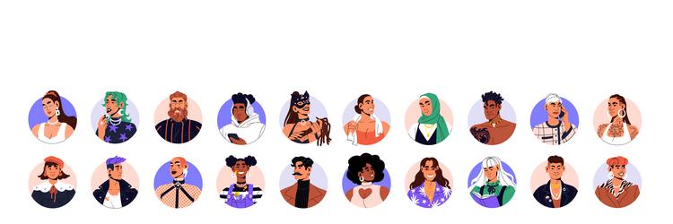 Creative characters avatars set different face Vector Image