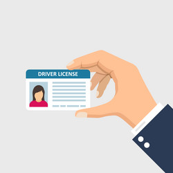 Hand holding driver license icon in flat style id Vector Image