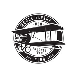 Flying club aviator sport airplane emblem Vector Image