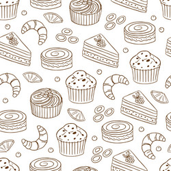 Hand drawn seamless pattern with cakes Royalty Free Vector